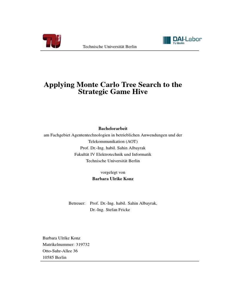 Applying Monte Carlo Tree Search to the Strategic Game HIVE | PDF | Artificial Intelligence ...
