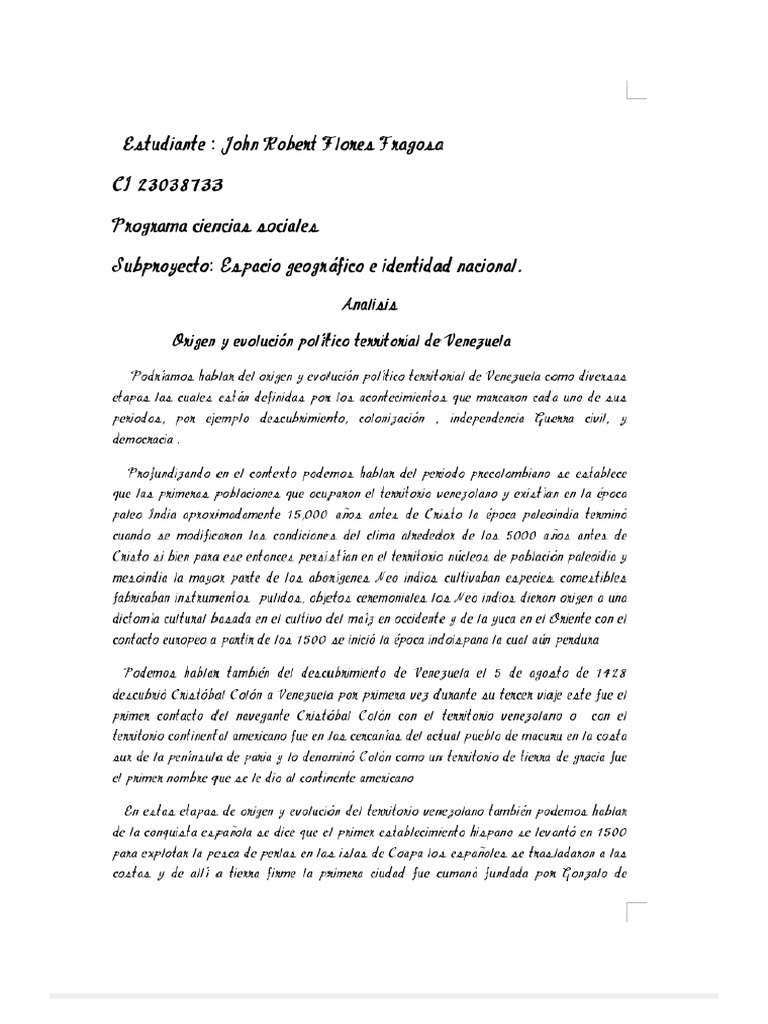 Origen y Evolución Político Territorial de Venezue | PDF