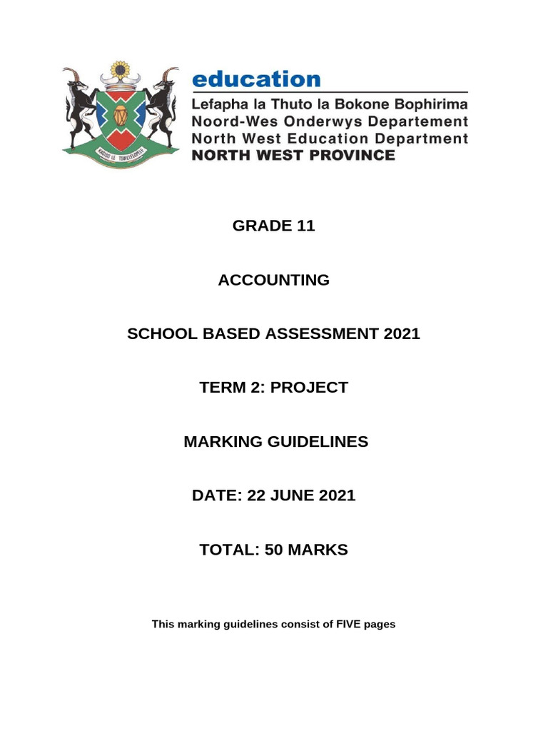 Grade 11 Accounting Project Guidelines | PDF | Credit | Finance & Money ...