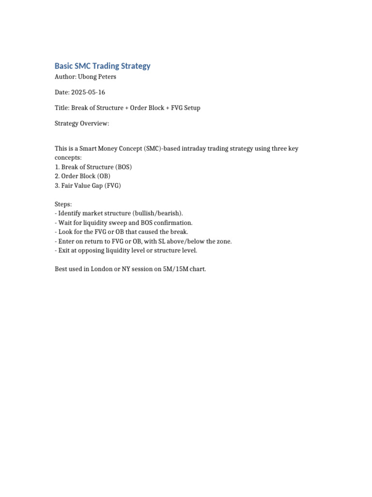 SMC Trading Strategy Ubong Peters | PDF