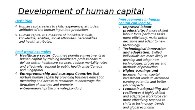 Development of Human Capital | PDF