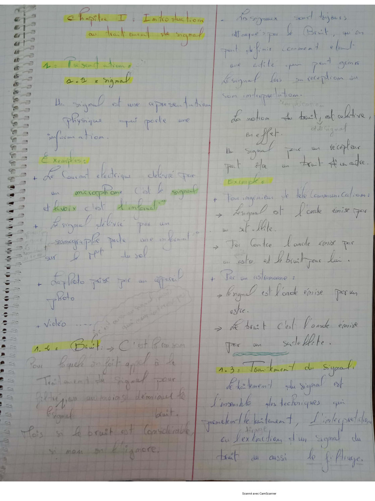 Cour Traitement de Signal Avec Le TD | PDF