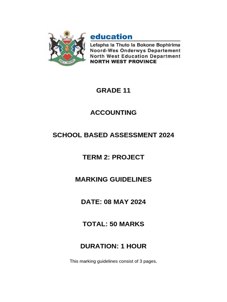 3 GR 11 Acc Project 2024 - Marking Guideline | PDF | Expense | Income ...
