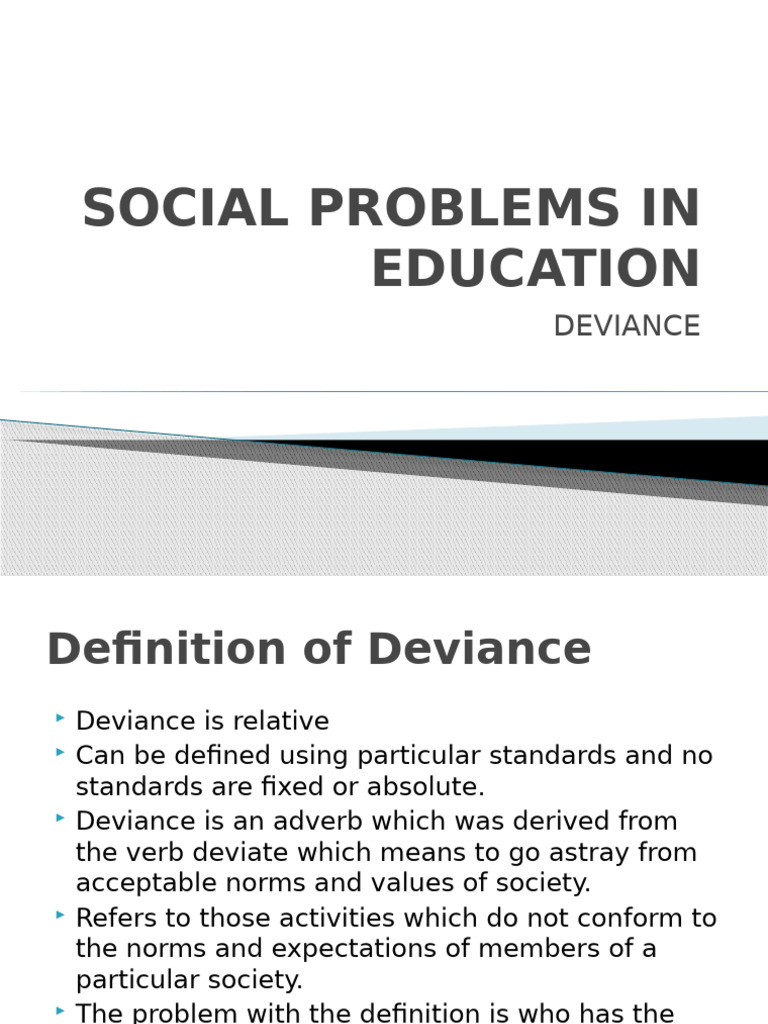 Social Problems in Education | PDF | Deviance (Sociology) | Behavioural ...