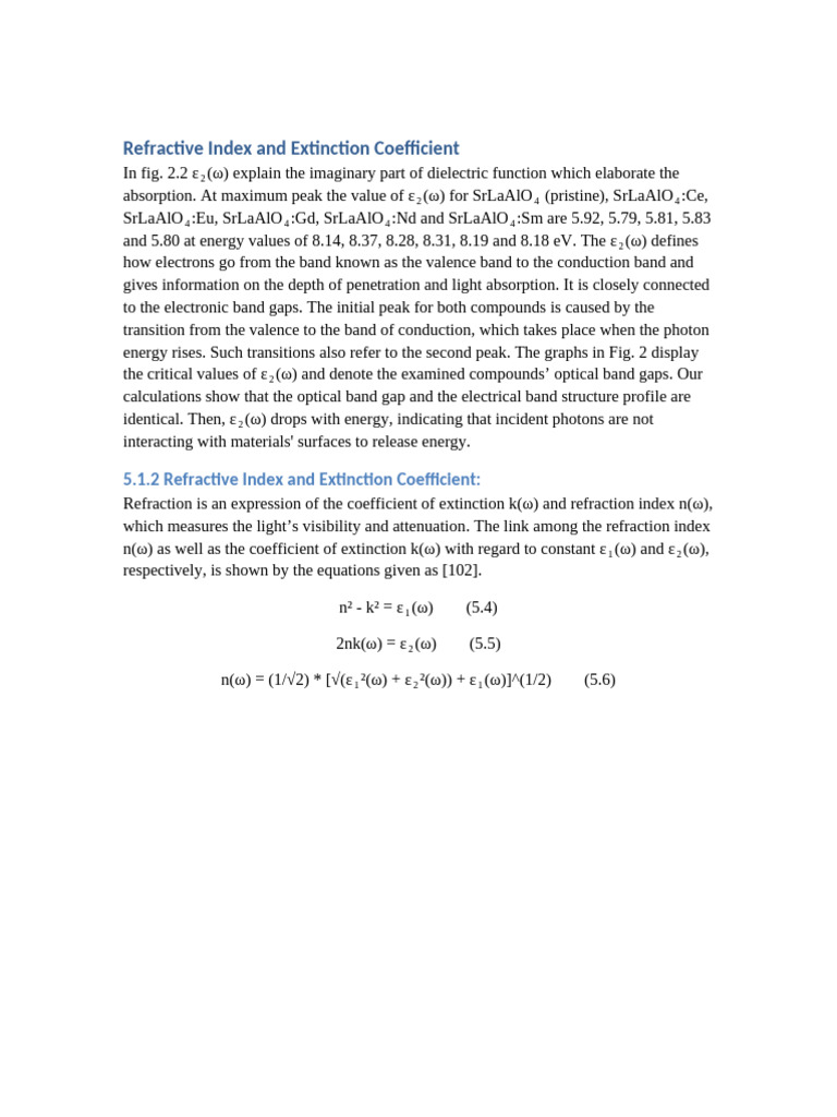 Refractive Index Extinction Coefficient | PDF