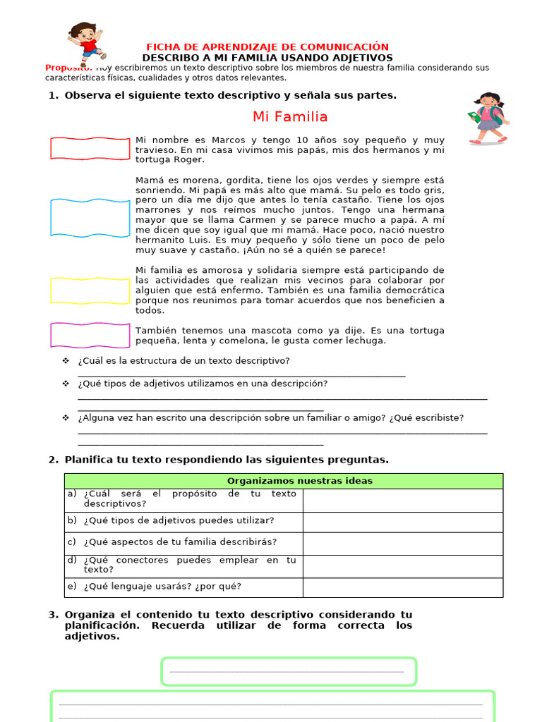 Ficha-Mierc-Comun-Describo A Mi Familia Usando Adjetivos | PDF