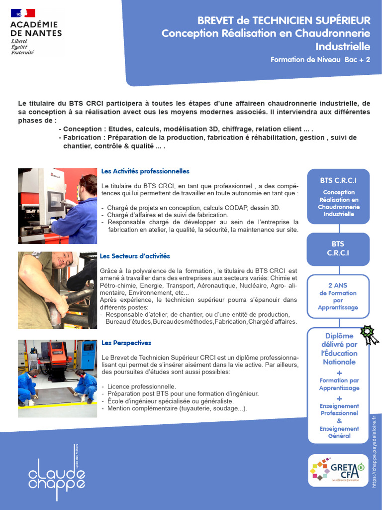 BTS CRCI : Formation en Chaudronnerie | PDF