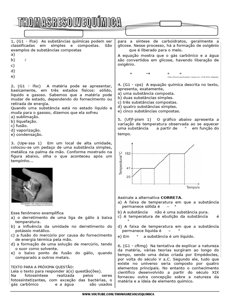 Substã Ncias e Misturas 1 | PDF | Química | Substancias químicas