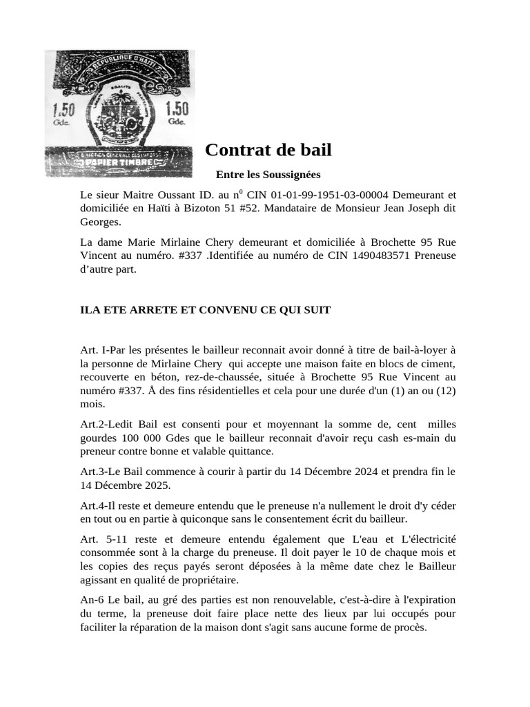 Contrat de Bail | PDF