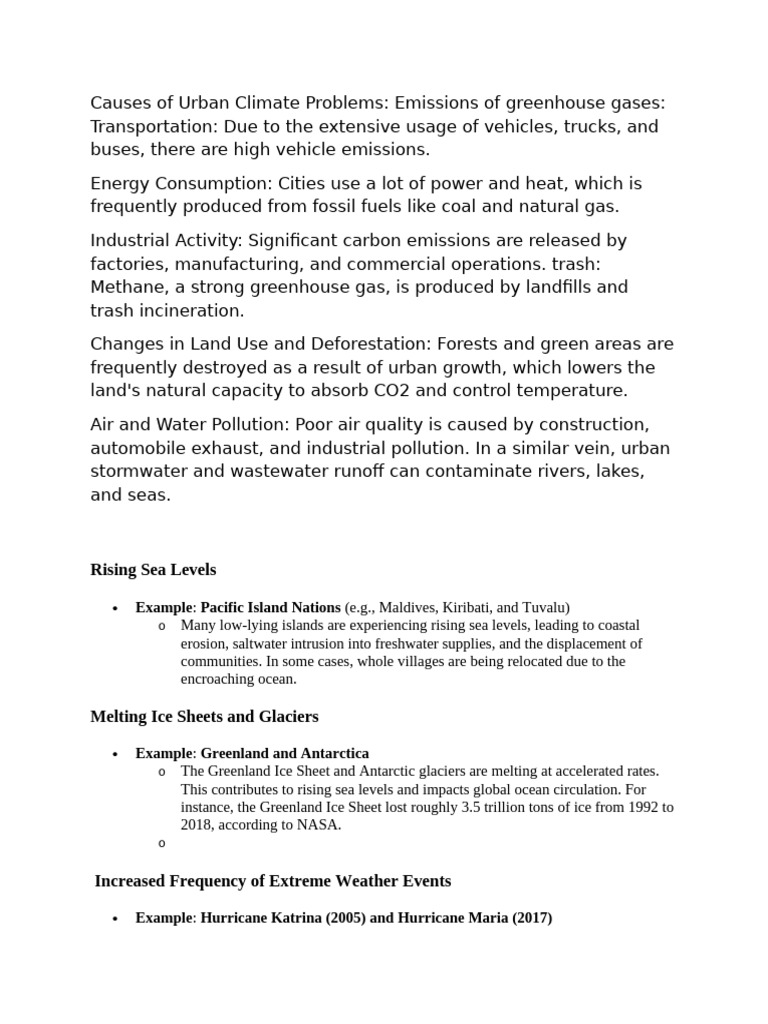 Urban Climate Issues and Their Causes | PDF | Sea Level Rise | Drought