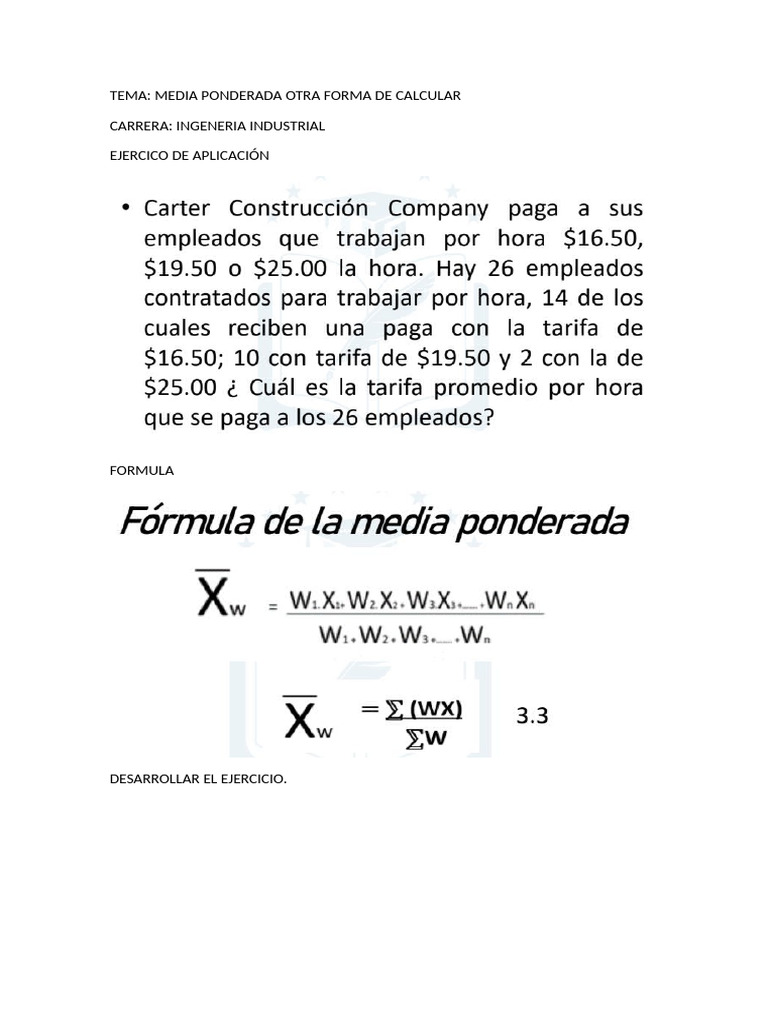 Media Ponderada Otra Forma | PDF
