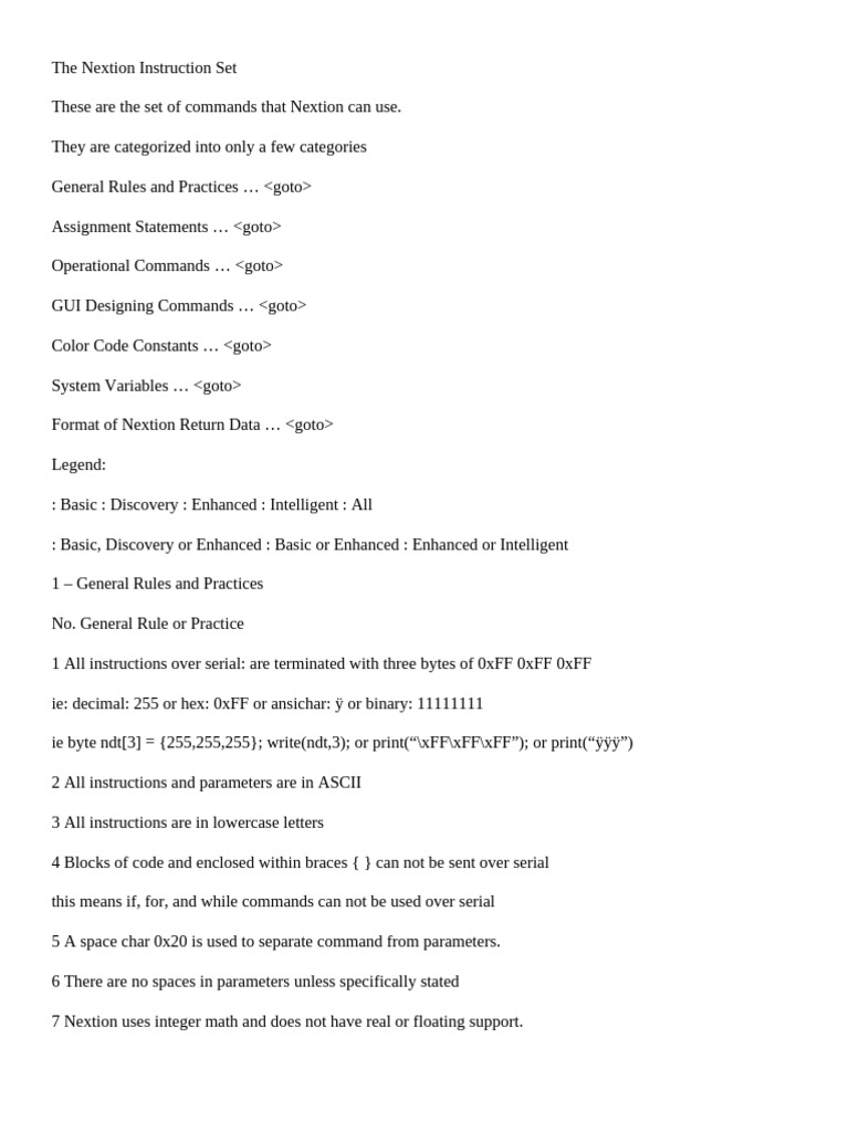 The Nextion Instruction Set | PDF | Division (Mathematics) | Computer Data