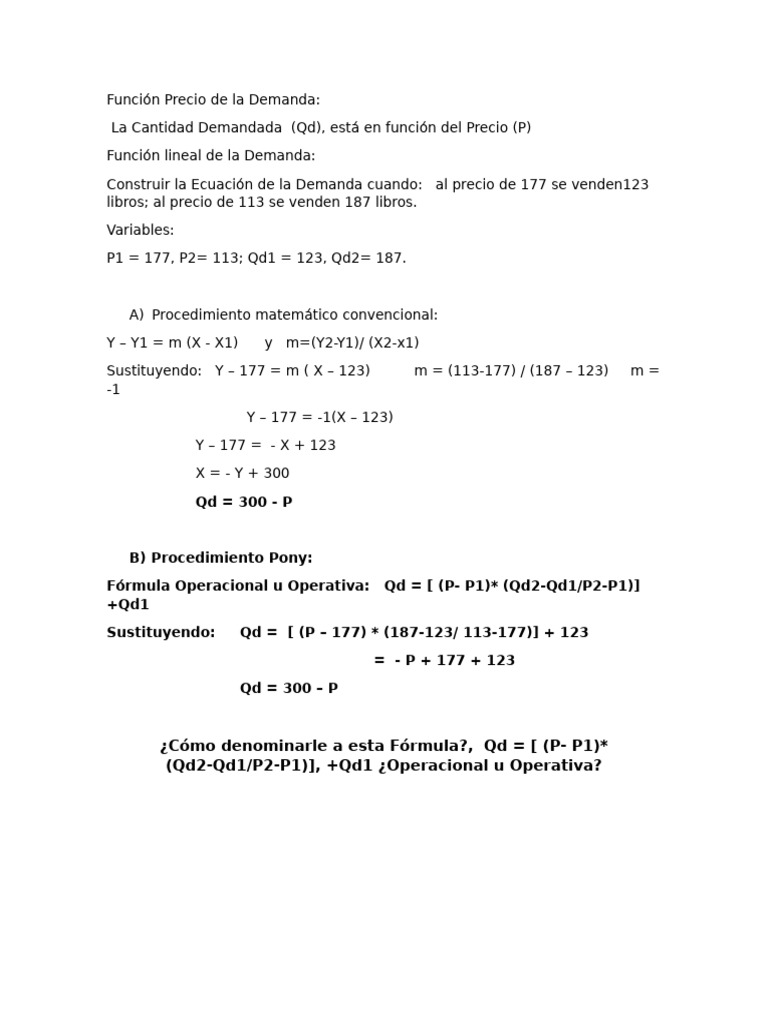 Fórmula de Demanda y Precio | PDF