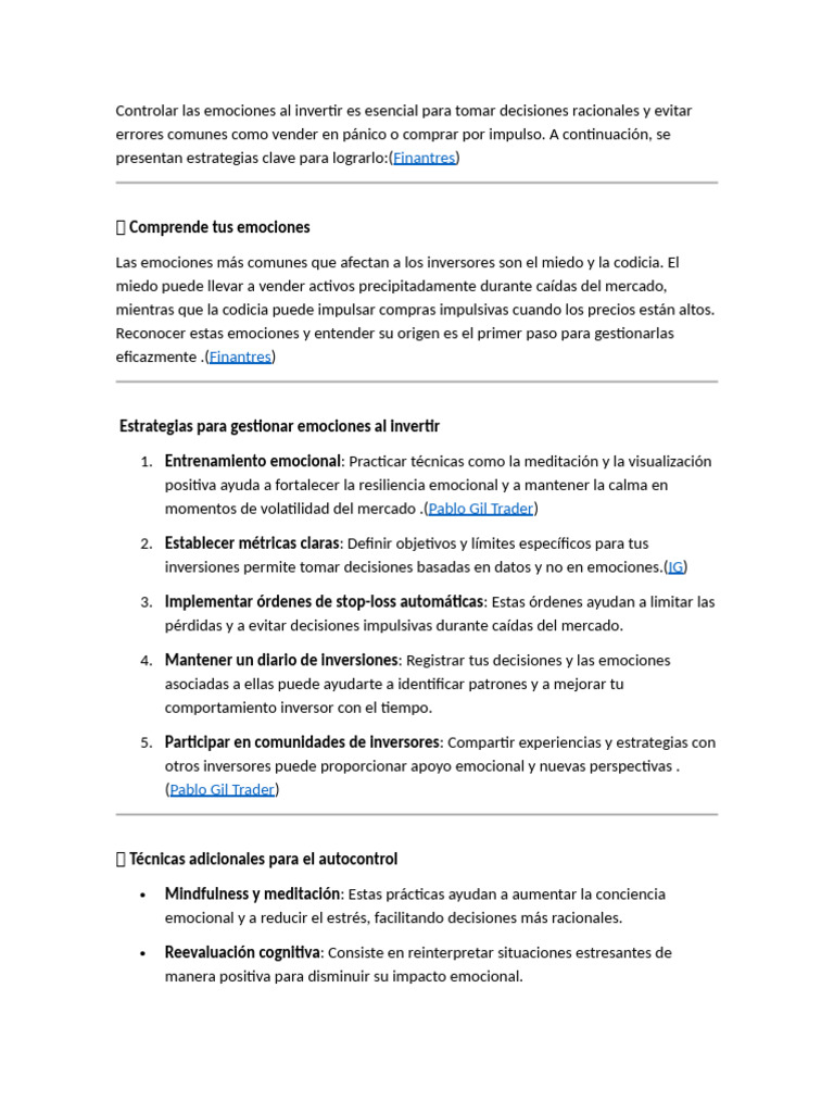 Controlar las emociones al invertir es esencial para tomar decisiones racionales y evitar ...
