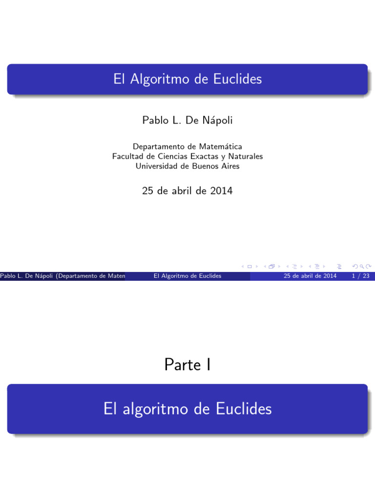Clase de Algebra Sobre El Algoritmo de Euclides | PDF | División ...