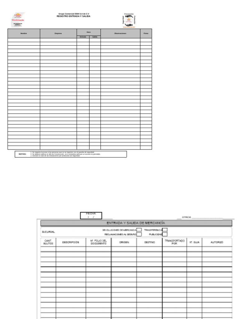Bitacora de Entrada y Salida de Personal | PDF