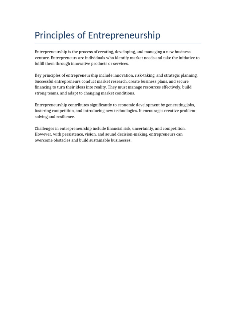 05 Principles of Entrepreneurship | PDF