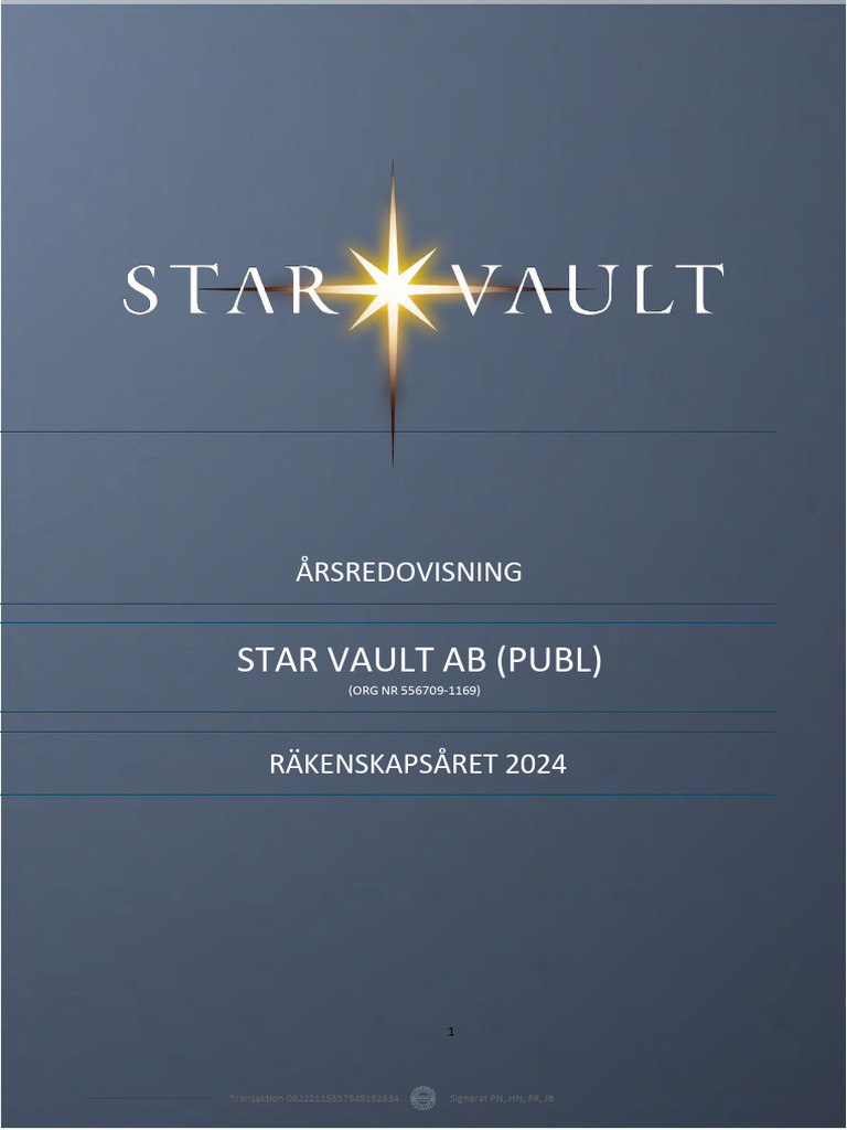 Star Vault Arsredovisning 2024 12 31 | PDF