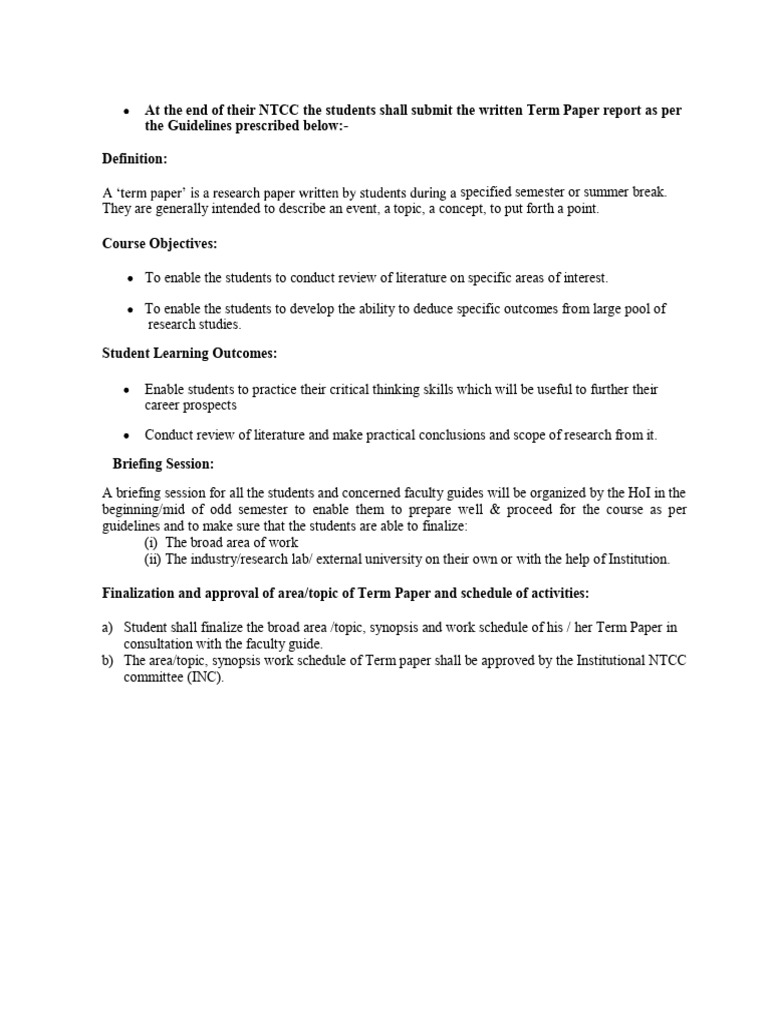 Guidelines term Paper I | PDF | Plagiarism | Citation