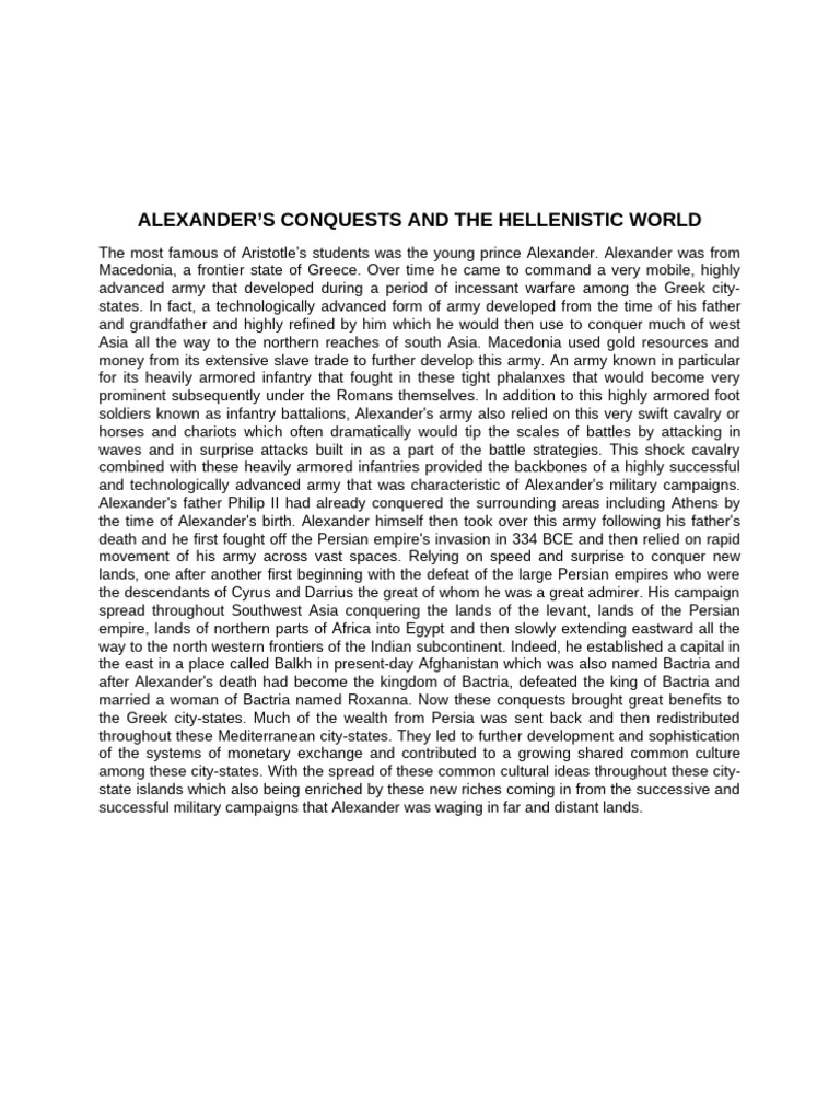 Alexander's Conquests and The Hellenistic World | PDF | Alexander The ...