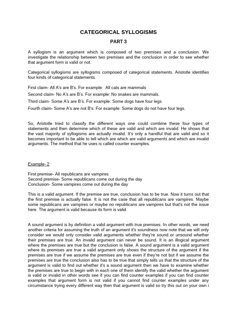 Understanding Categorical Syllogisms | PDF | Argument | Reasoning