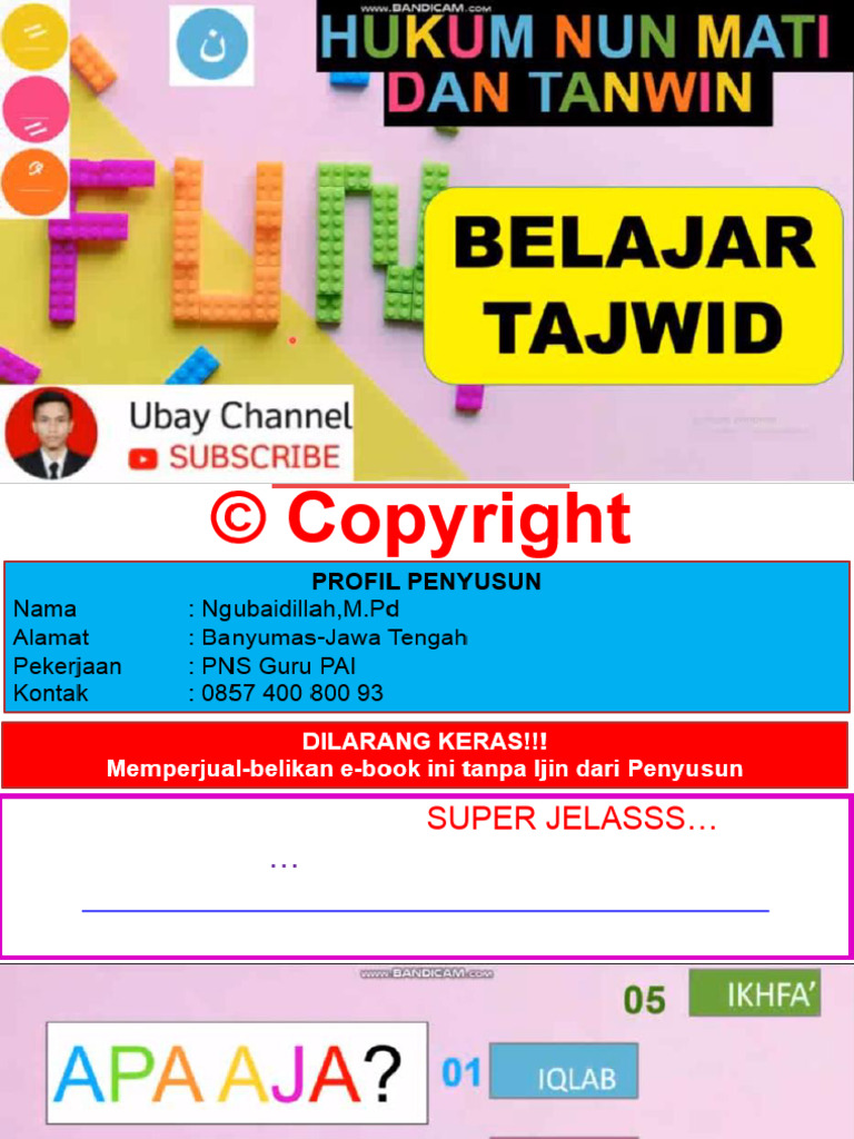 Tajwid Part 1-Nun & Tanwin Mati - UbayChannel | PDF