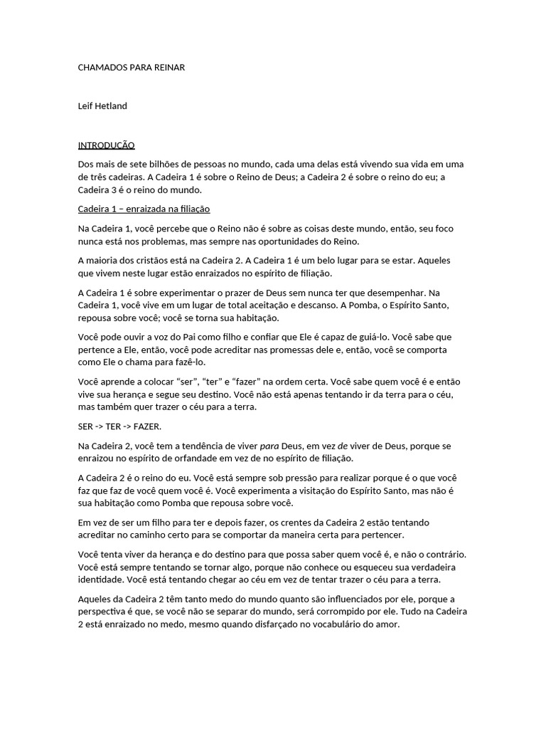 Chamados para Reinar | PDF | Amor | Deus