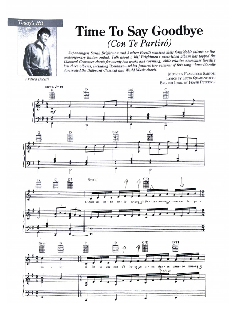 Time To Say Goodbye | PDF | Song Recordings Produced | Songs Written