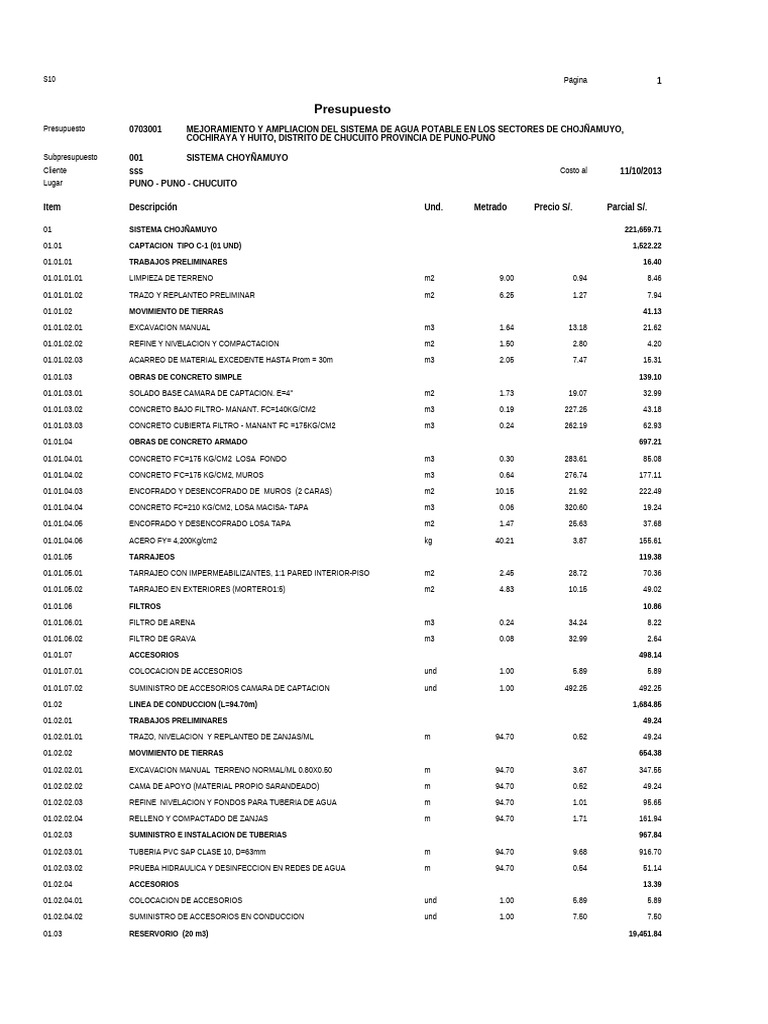 Presupuestocliente | PDF | edificio | Suministro de agua