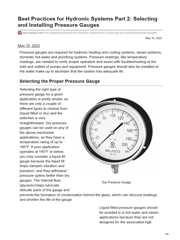 Best Practices For Hydronic Systems Part 2 Selecting and Installing ...