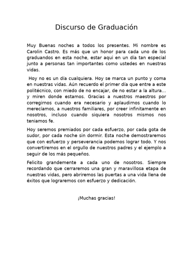 Discurso de Graduación-1 | PDF