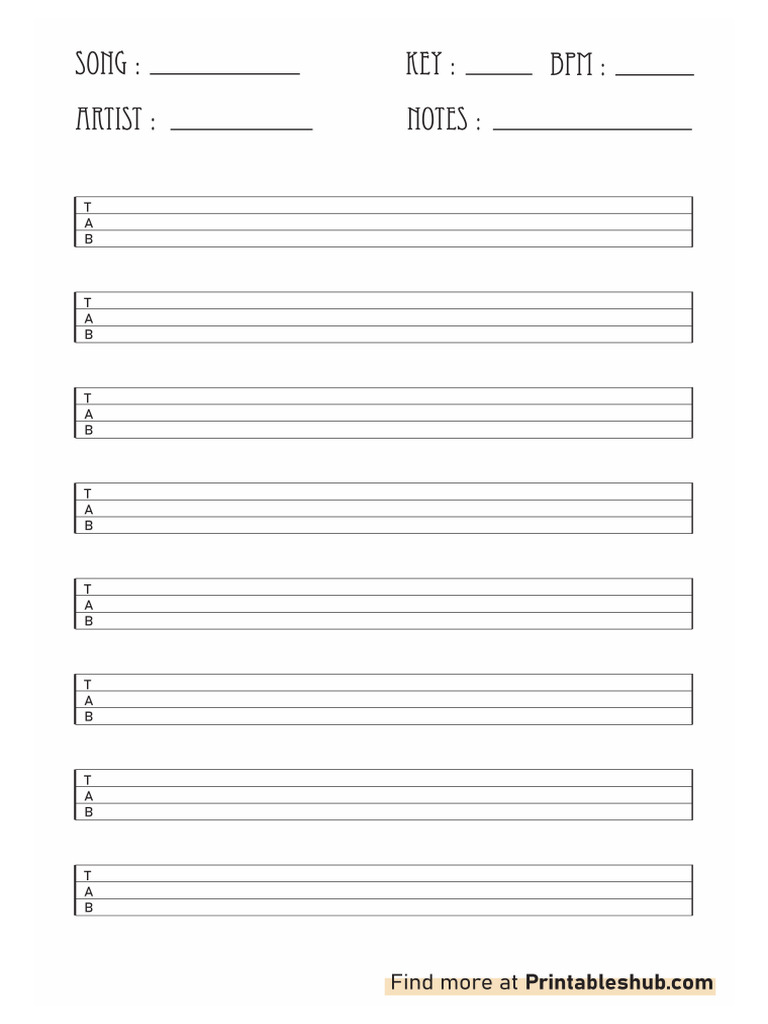 Bass Tab Sheet Templates | PDF