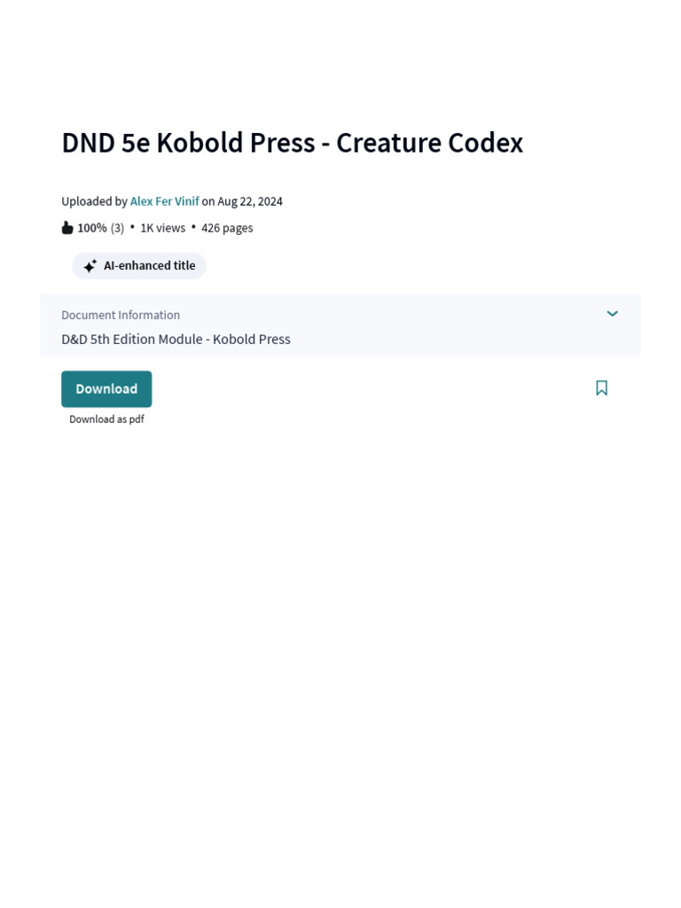 DND 5e Kobold Press - Creature Codex - PDF | PDF | Scribd