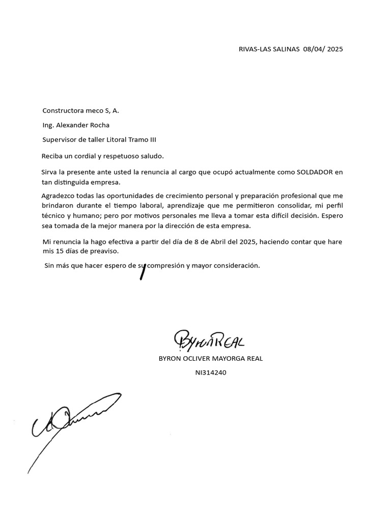 Renuncia Byron 1 | PDF