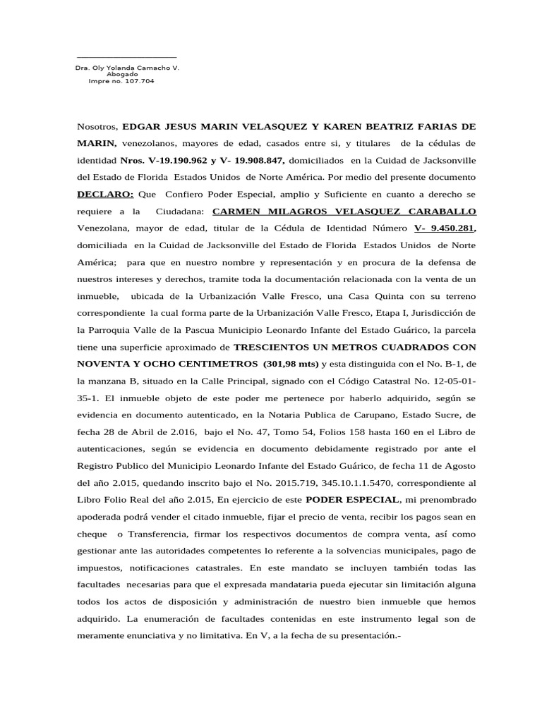 Poder de Administracion y Disposicion Milagros | PDF | Ministerio (Departamento de Gobierno ...