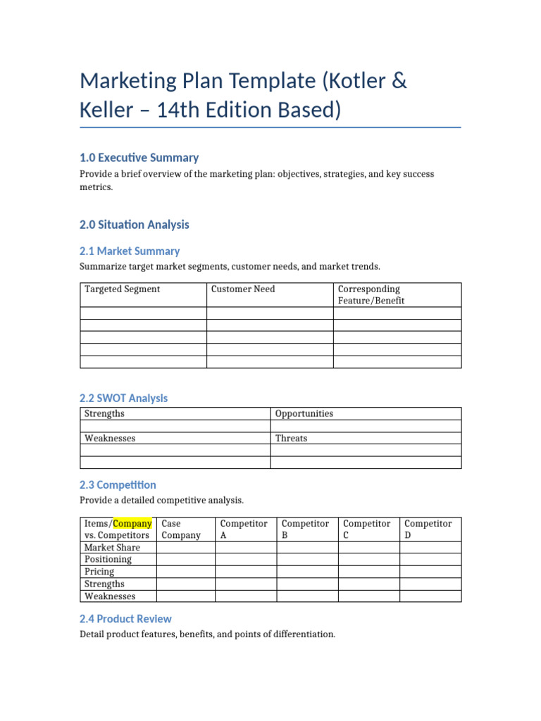 Complete_Marketing_Plan_Template | PDF | Marketing | Mass Media