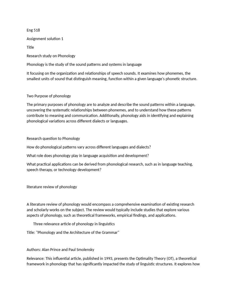 ENG 521 Assignment Solution | PDF | Phonology | Linguistics