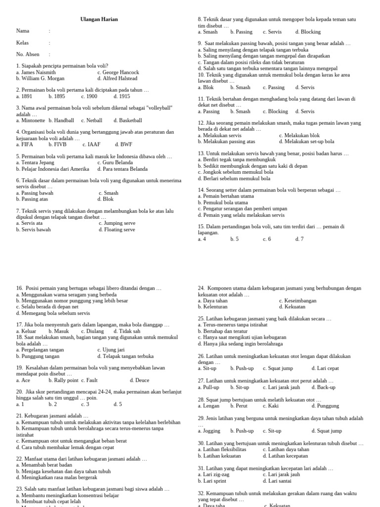 Soal UH Penjas | PDF