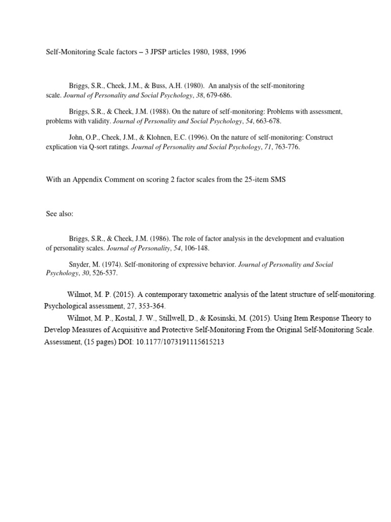 An_analysis_of_the_Self_Monitoring_Scale | PDF | Psychology ...