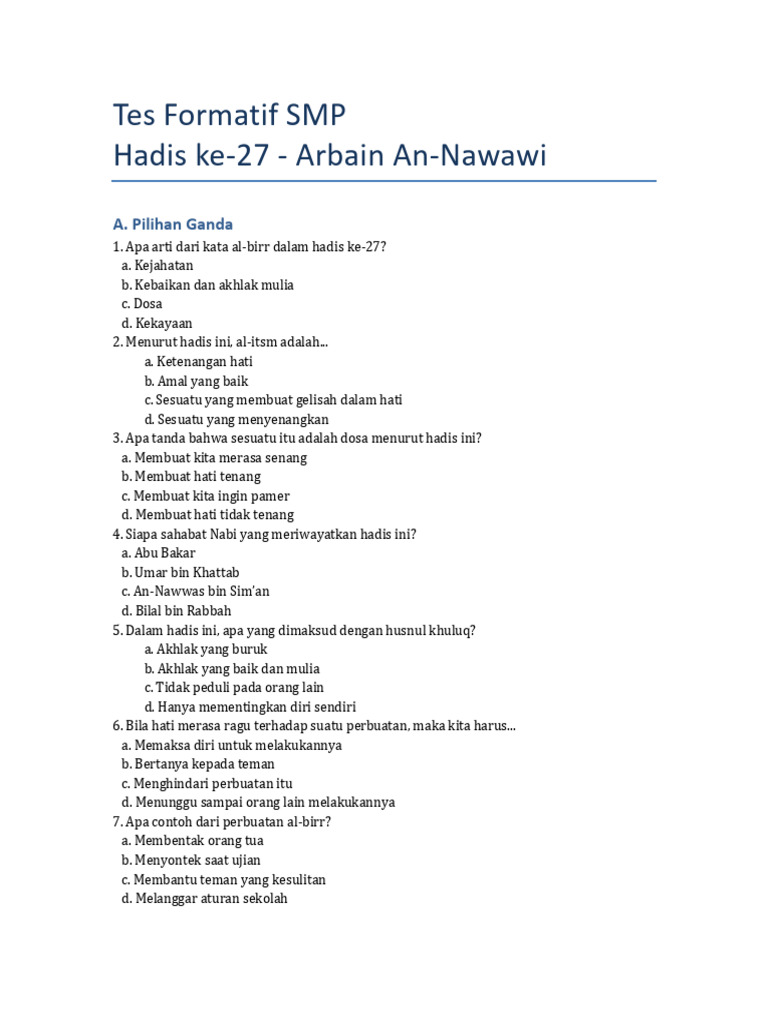 Tugas Syarah Hadis_Hadis_27_Arbain | PDF