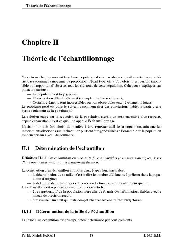 Principes de la théorie d'échantillonnage | PDF | Échantillonnage ...