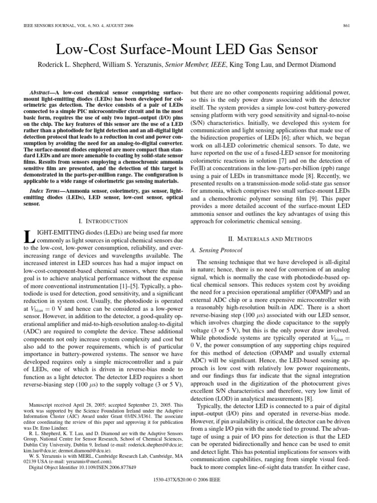 Low-Cost LED Gas Sensor Development | PDF | Light Emitting Diode | Sensor