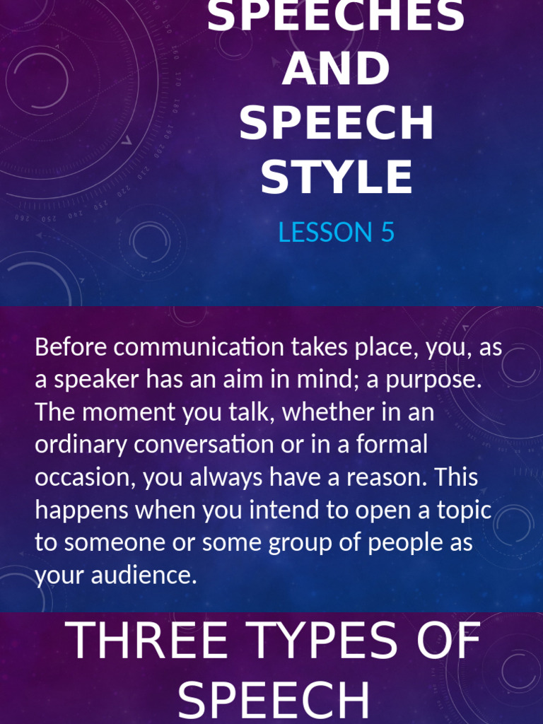 Types of Speech and Styles Explained | PDF | Speech | Public Speaking