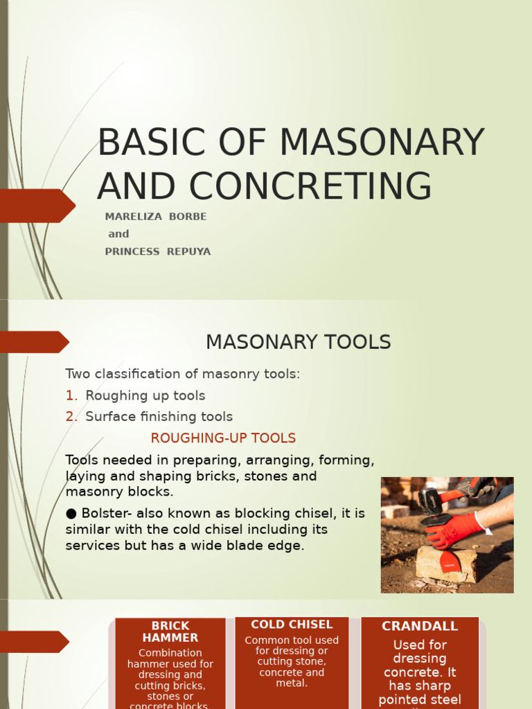 Basic of Masonary and Concreting | PDF | Masonry | Crafts