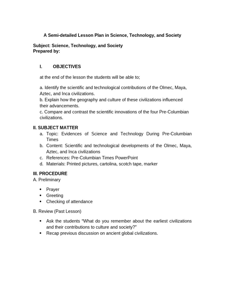 Pre-Columbian Science and Technology Lesson Plan | PDF | Inca Empire ...