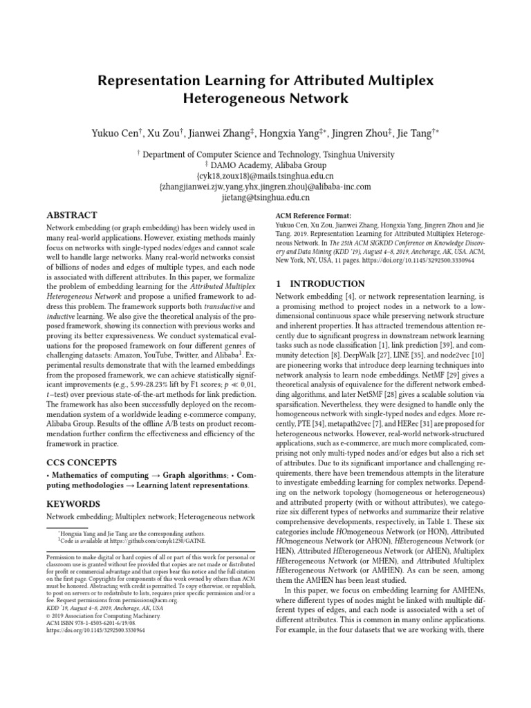 Representation Learning For Attributed Multiplex Heterogeneous Network. | PDF | Matrix ...
