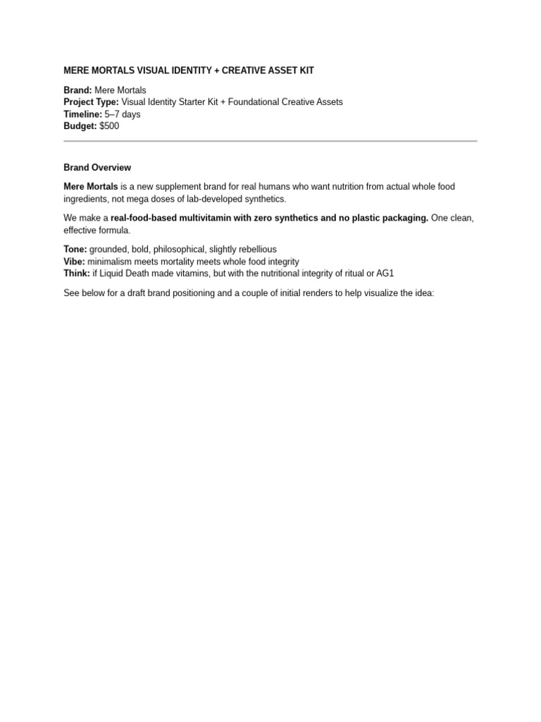 MM - Brand & Product Creative Starter Package - Brief | PDF