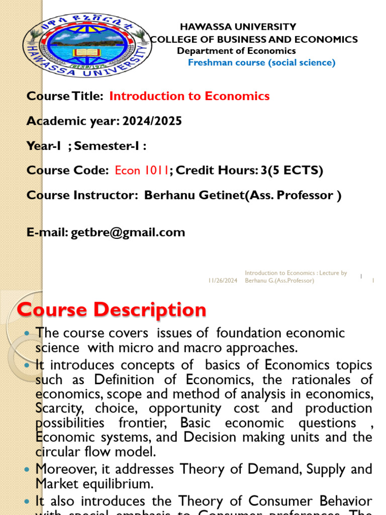 Introduction to Economics Course Overview | PDF | Economics ...