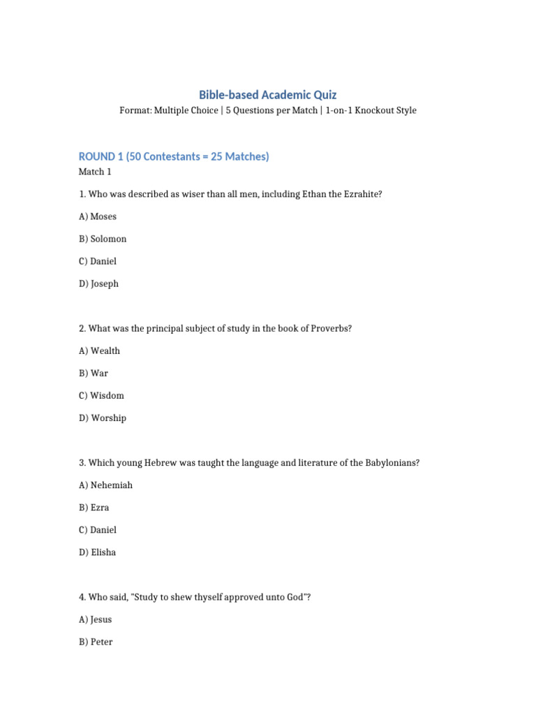 Bible Academic Quiz | PDF