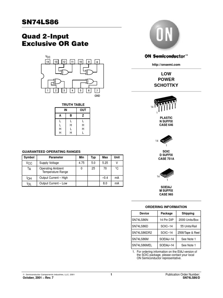 SN74LS86 D | PDF | Electronics | Electromagnetism